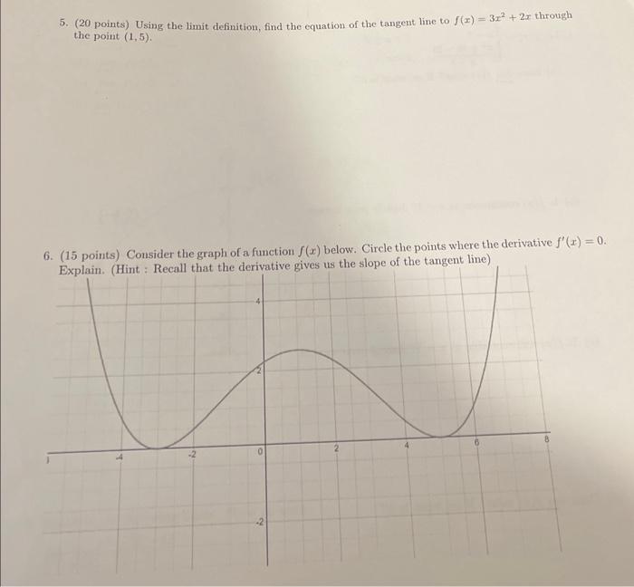 Solved 5. ( 20 points) Using the limit definition, find the | Chegg.com