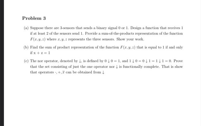 Solved (a) Suppose there are 3-sensors that sends a binary | Chegg.com