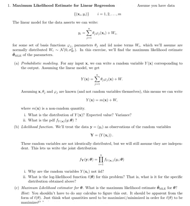Solved Assume you have data 1. Maximum Likelihood Estimate | Chegg.com