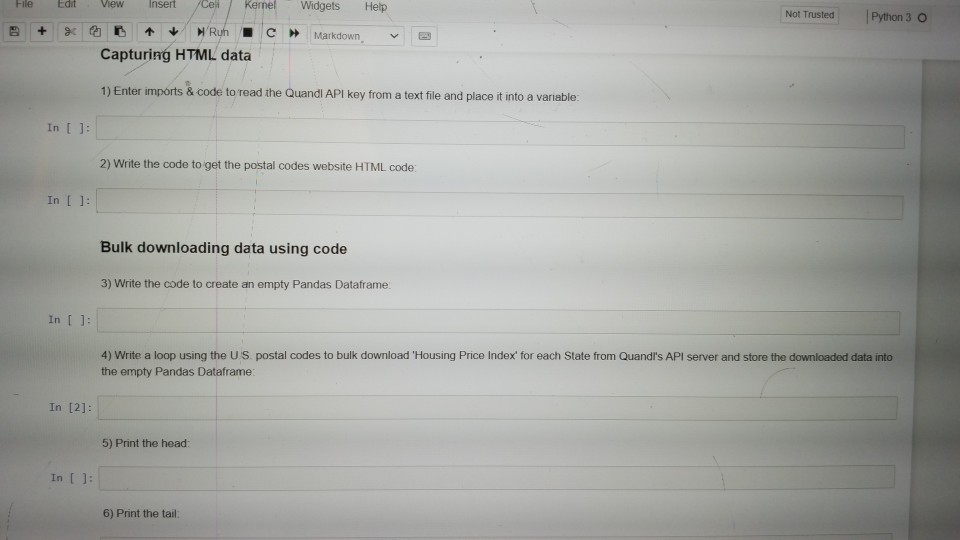 Solved File Edit View Insert Cell Kennel Widgets Help Not | Chegg.com