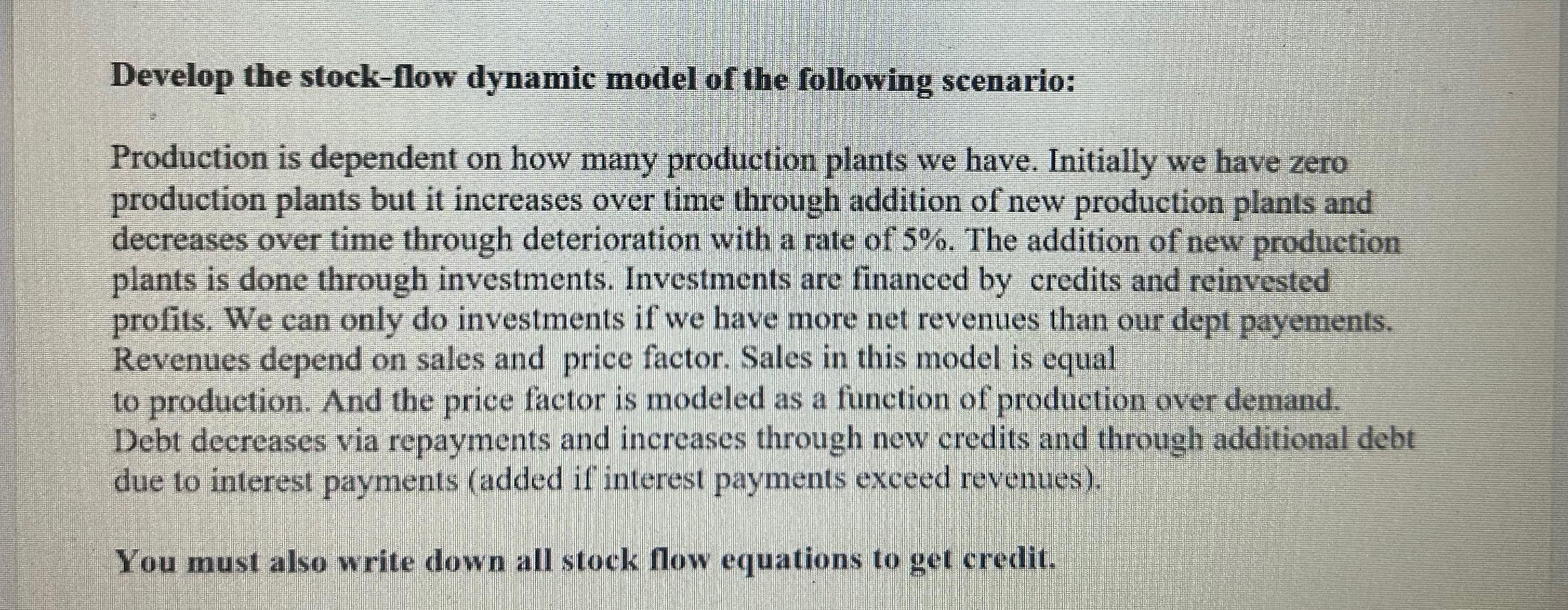 Solved Develop the stock-flow dynamic model of the following | Chegg.com