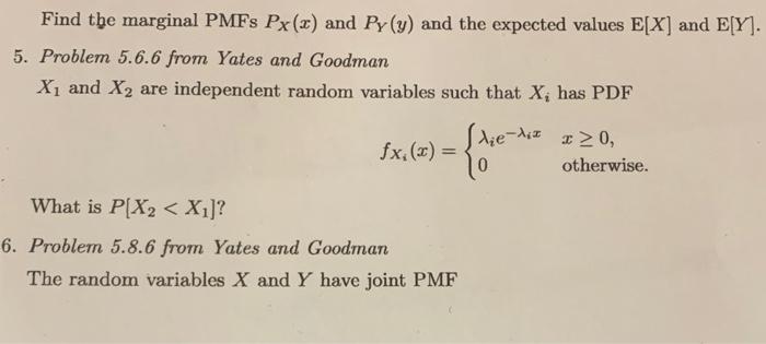 Solved Find the marginal PMFs Px(x) and Py(y) and the | Chegg.com