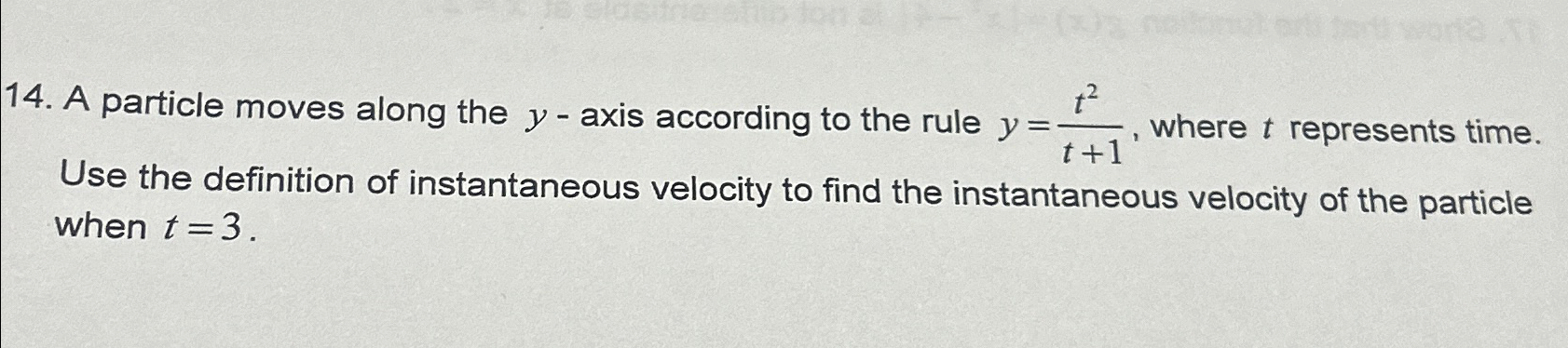 Solved A particle moves along the y-axis according to the | Chegg.com