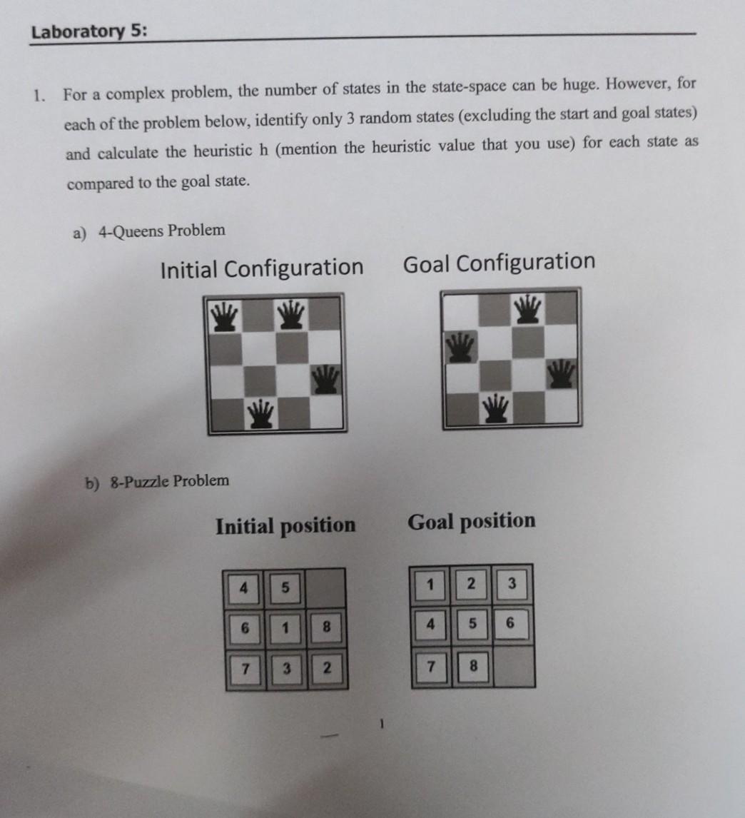 Solved Laboratory 5: 1. For a complex problem, the number of | Chegg.com