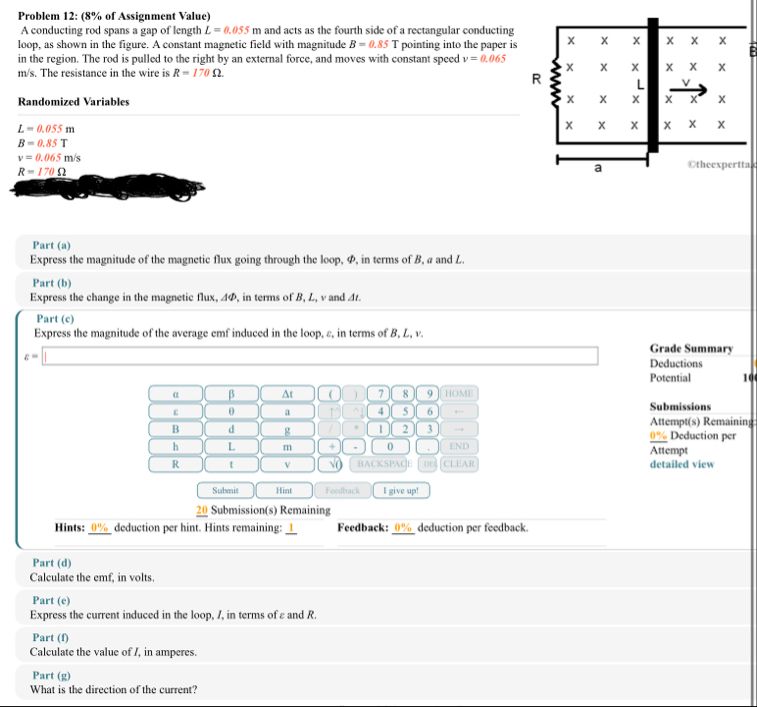 Solved Problem 12: (8% ﻿of Assignment Value)A conducting rod | Chegg.com