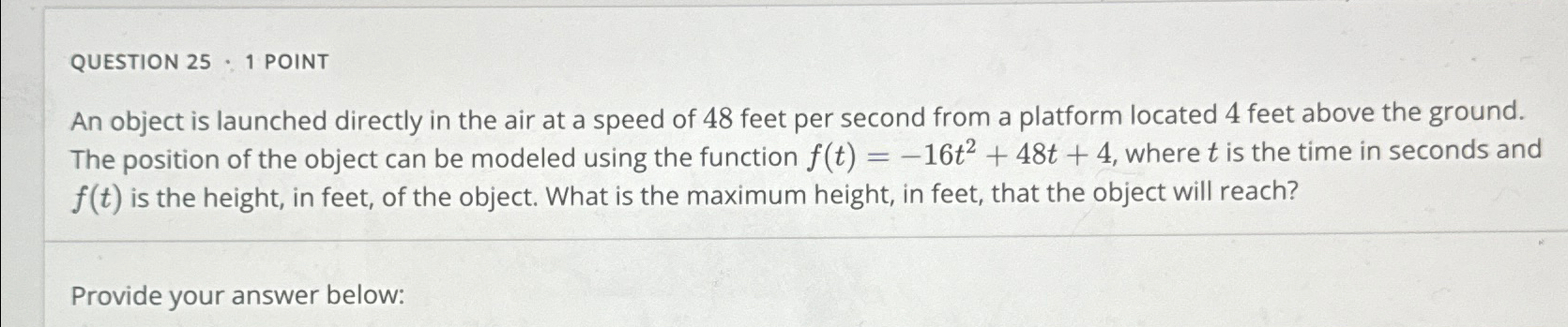 Solved QUESTION 25 ﻿: 1 ﻿POINTAn object is launched directly | Chegg.com