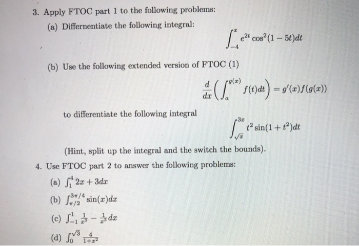 Solved 3. Apply FTOC part 1 to the following problems: (a) | Chegg.com
