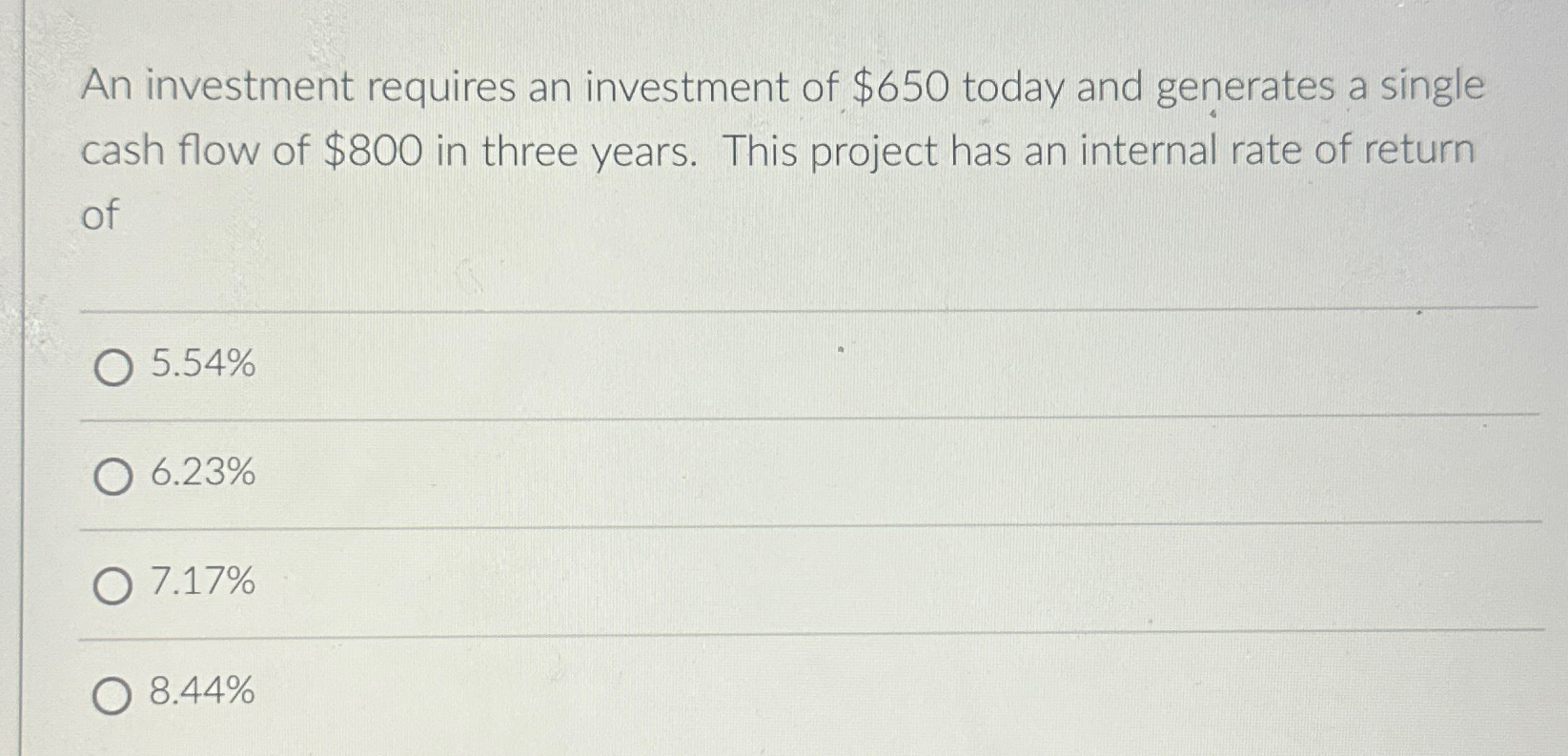 Solved An investment requires an investment of $650 ﻿today | Chegg.com