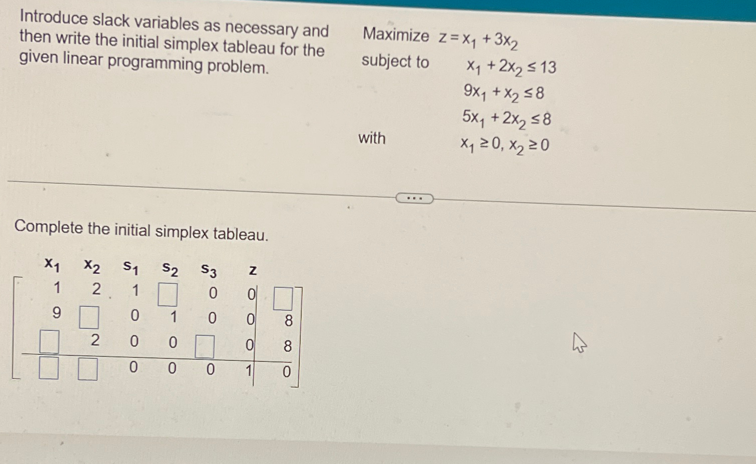 Solved Introduce slack variables as necessary and then write | Chegg.com