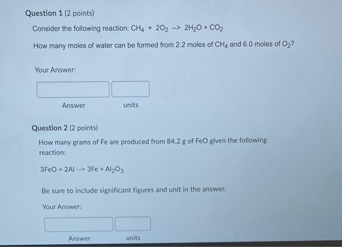 Solved Consider the following reaction: CH4+2O2→2H2O+CO2 How | Chegg.com