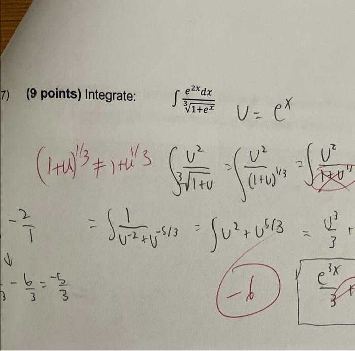 Solved (9 points) Integrate: | Chegg.com