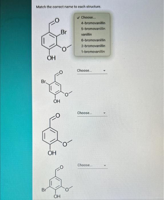 Solved Match the correct name to each structure. Choose... | Chegg.com