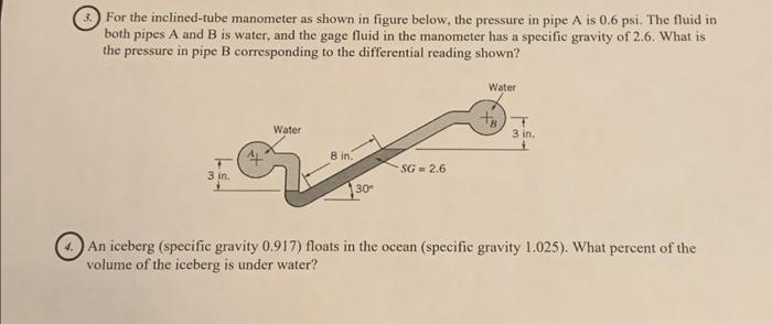 Solved 3. For the inclined-tube manometer as shown in figure | Chegg.com