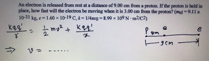 Solved An Electron Is Released From Rest At A Distance Of
