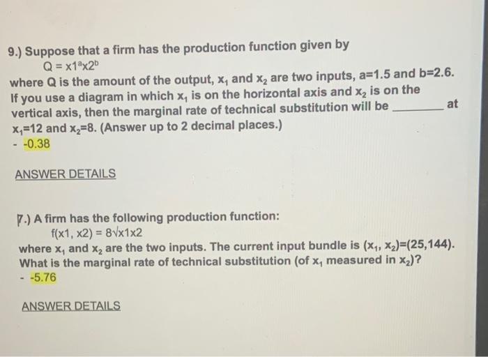 Solved 9.) Suppose that a firm has the production function | Chegg.com