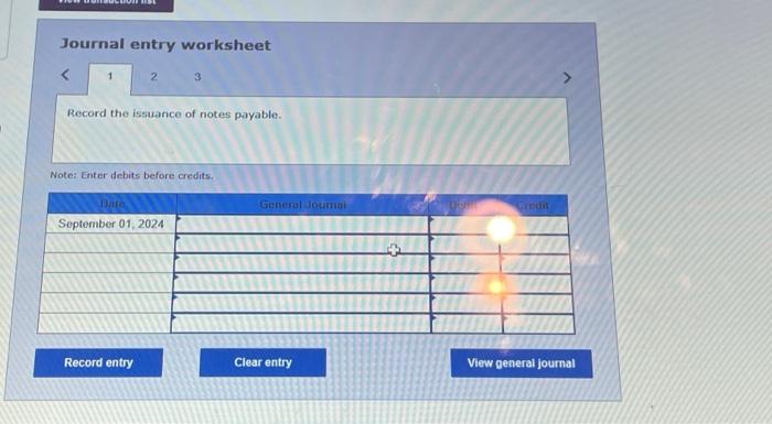 Solved Journal entry worksheet Record the issuance of notes | Chegg.com