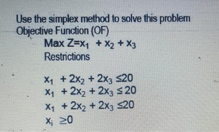 Solved algebra linealUse the simplex method to solve this | Chegg.com