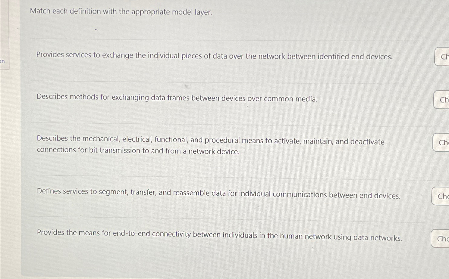 Solved Match each definition with the apprepriate model | Chegg.com
