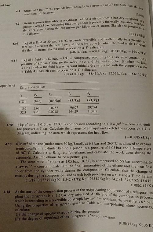 Solved (0.0704 kJ/kg K; 36.85 kJ) 4.4 4.3 0.05 kg of steam | Chegg.com