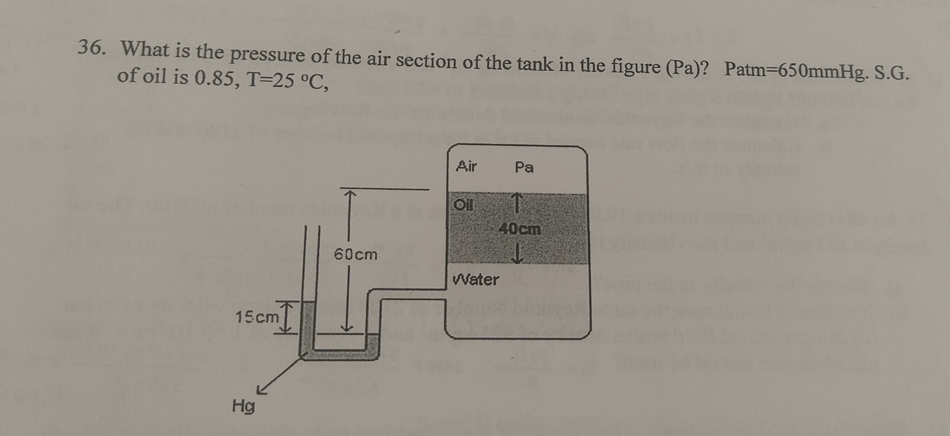 Solved What is the pressure of the air section of the tank | Chegg.com