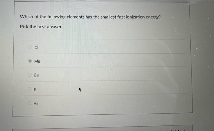 Solved Which of the following elements has the smallest | Chegg.com