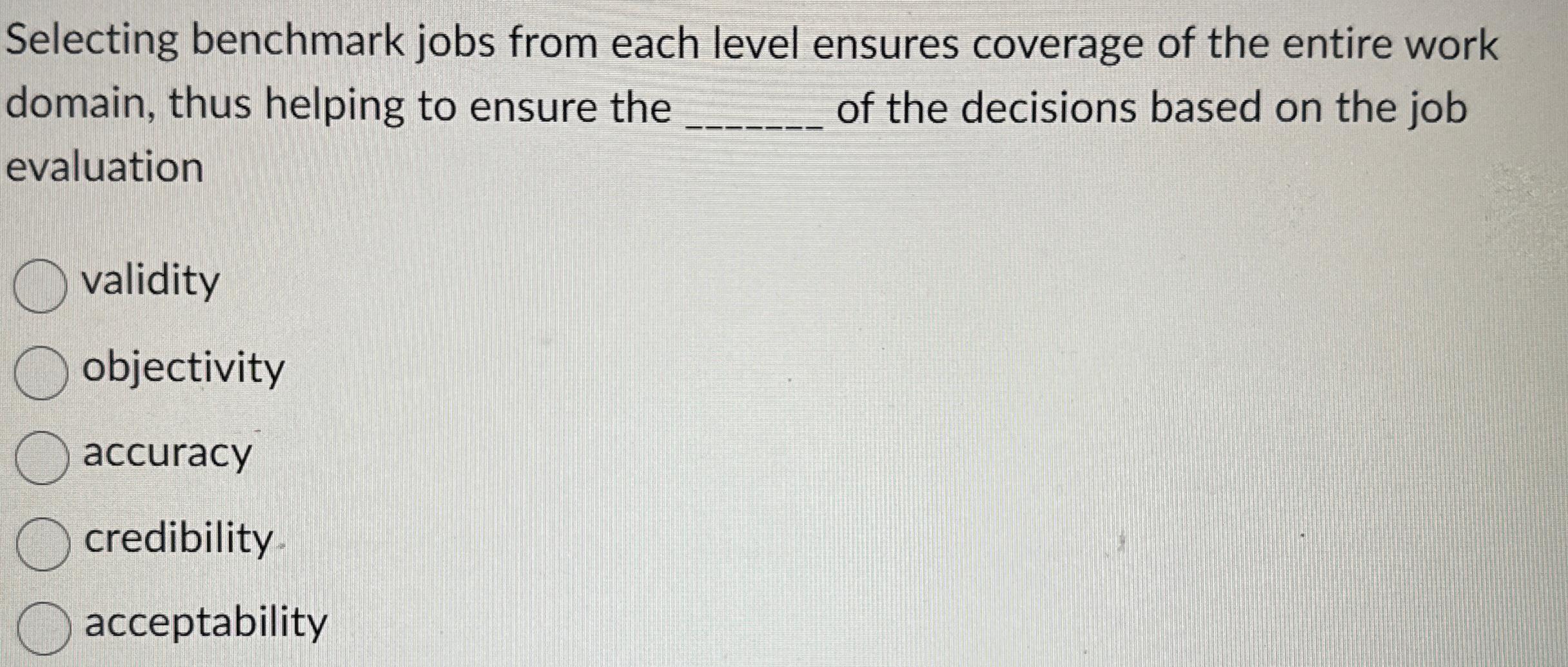 Solved Selecting benchmark jobs from each level ensures | Chegg.com