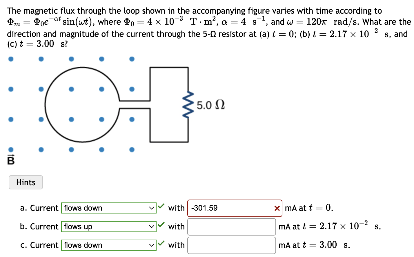 Solved The magnetic flux through the loop shown in the | Chegg.com