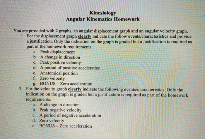 Solved Kinesiology Angular Kinematics Homework You are | Chegg.com