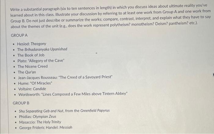 Write a substantial paragraph (six to ten sentences | Chegg.com