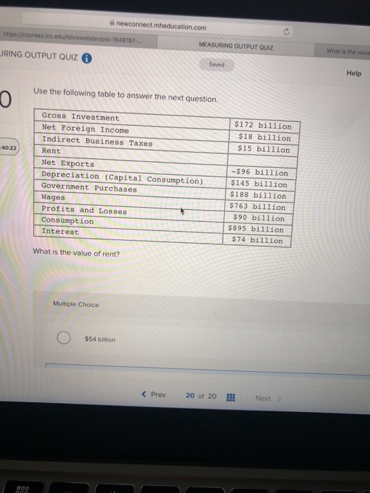Solved newconnect.mheducation.com MEASURING OUTPUT QUIZ What | Chegg.com