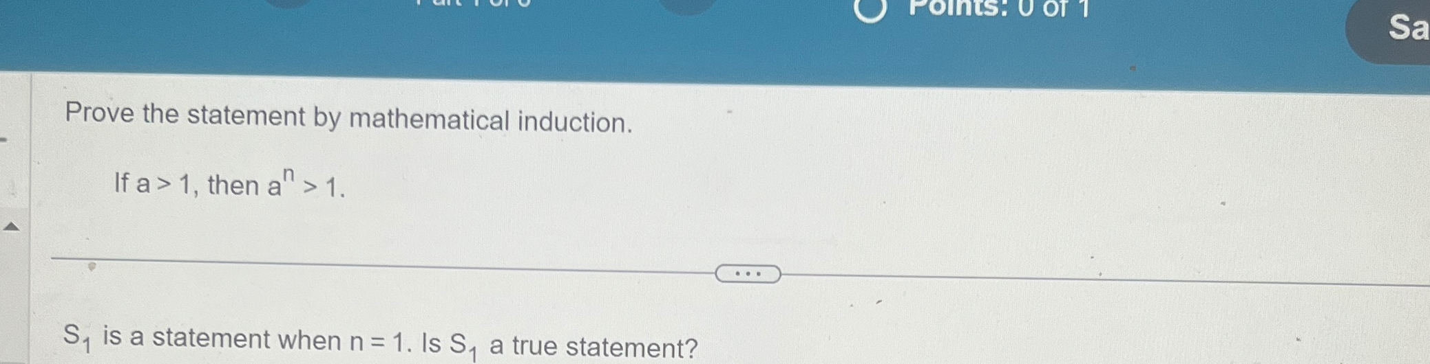 Solved Prove the statement by mathematical induction.If a>1, | Chegg.com