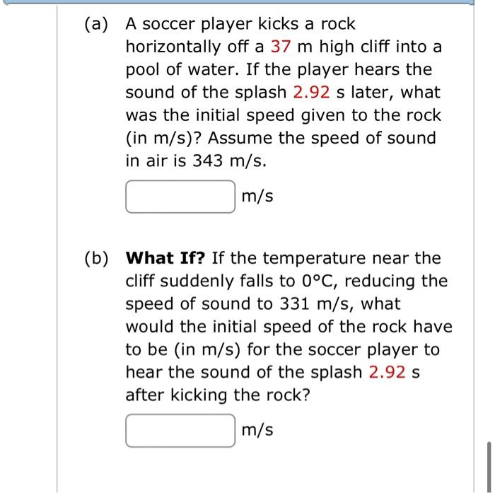 Solved A soccer player kicks a rock horizontally off a 37 m | Chegg.com