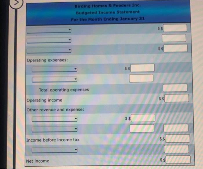 Budgeted income statement and 5ubporting =utigrt i | Chegg.com