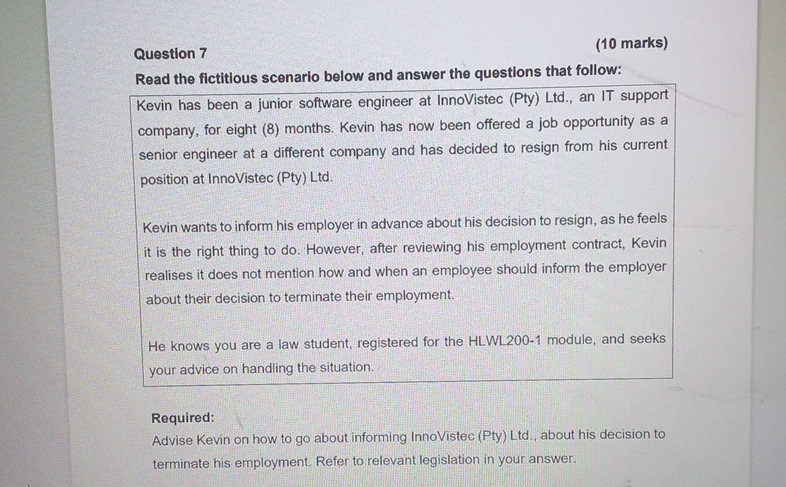 Solved Question 7(10 ﻿marks)Read the fictitious scenario | Chegg.com