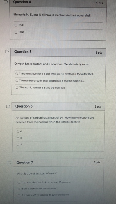 Solved D Question 4 1 pts Elements H, Li and K all have 3 | Chegg.com Solved D Question 4 1 pts Elements H, Li and K all have 3 | Chegg.com