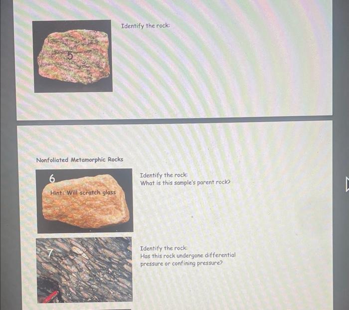 Foliated Metamorphic Rocks Rock Name Parent Rock | Chegg.com