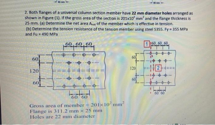 Solved 2. Both flanges of a universal column section member | Chegg.com