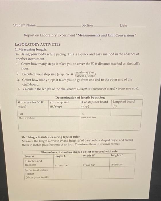 Report on Laboratory Experiment "Measurements and | Chegg.com