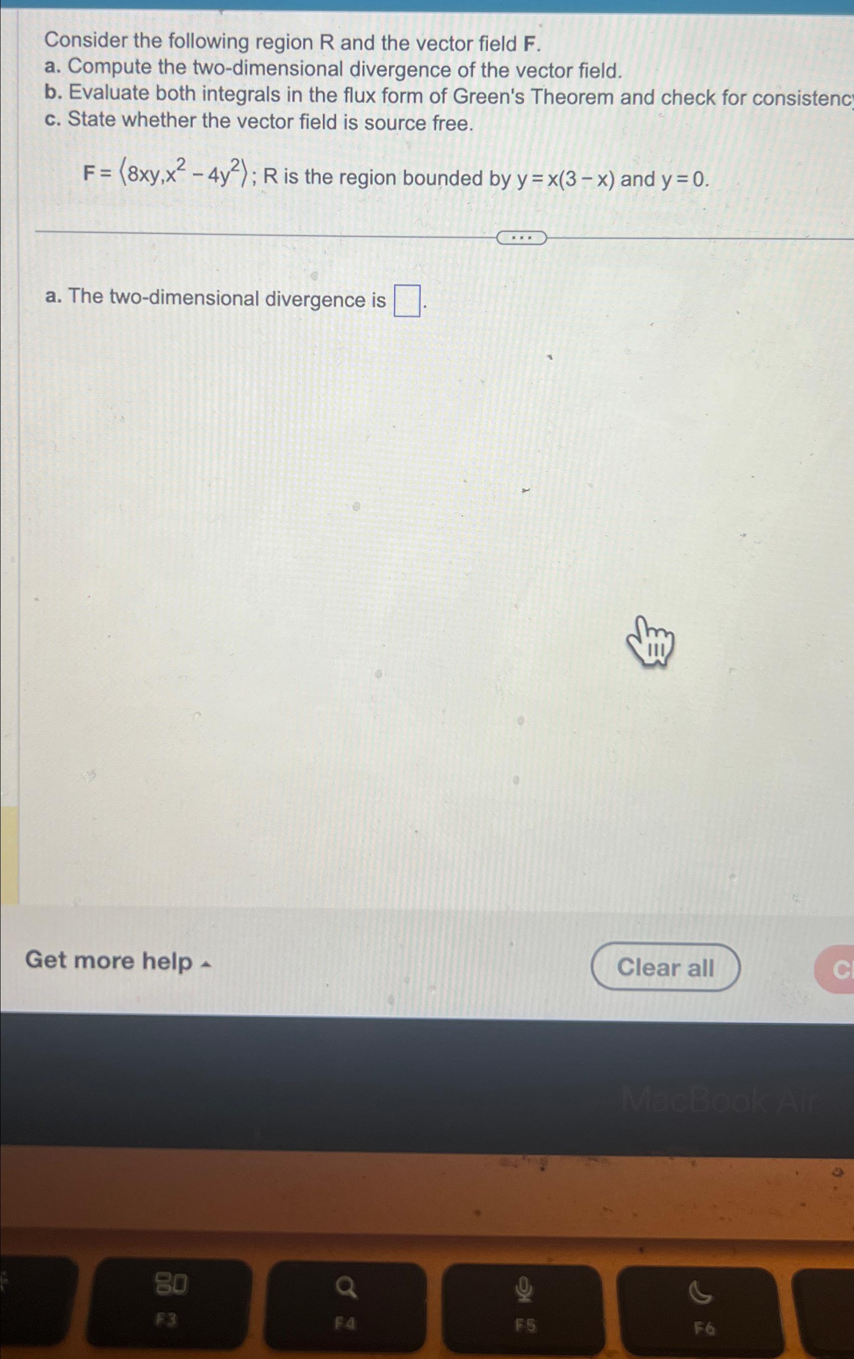 Solved Consider the following region R ﻿and the vector field | Chegg.com