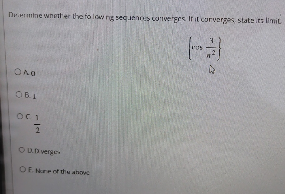 Solved Determine whether the following sequences converges. | Chegg.com