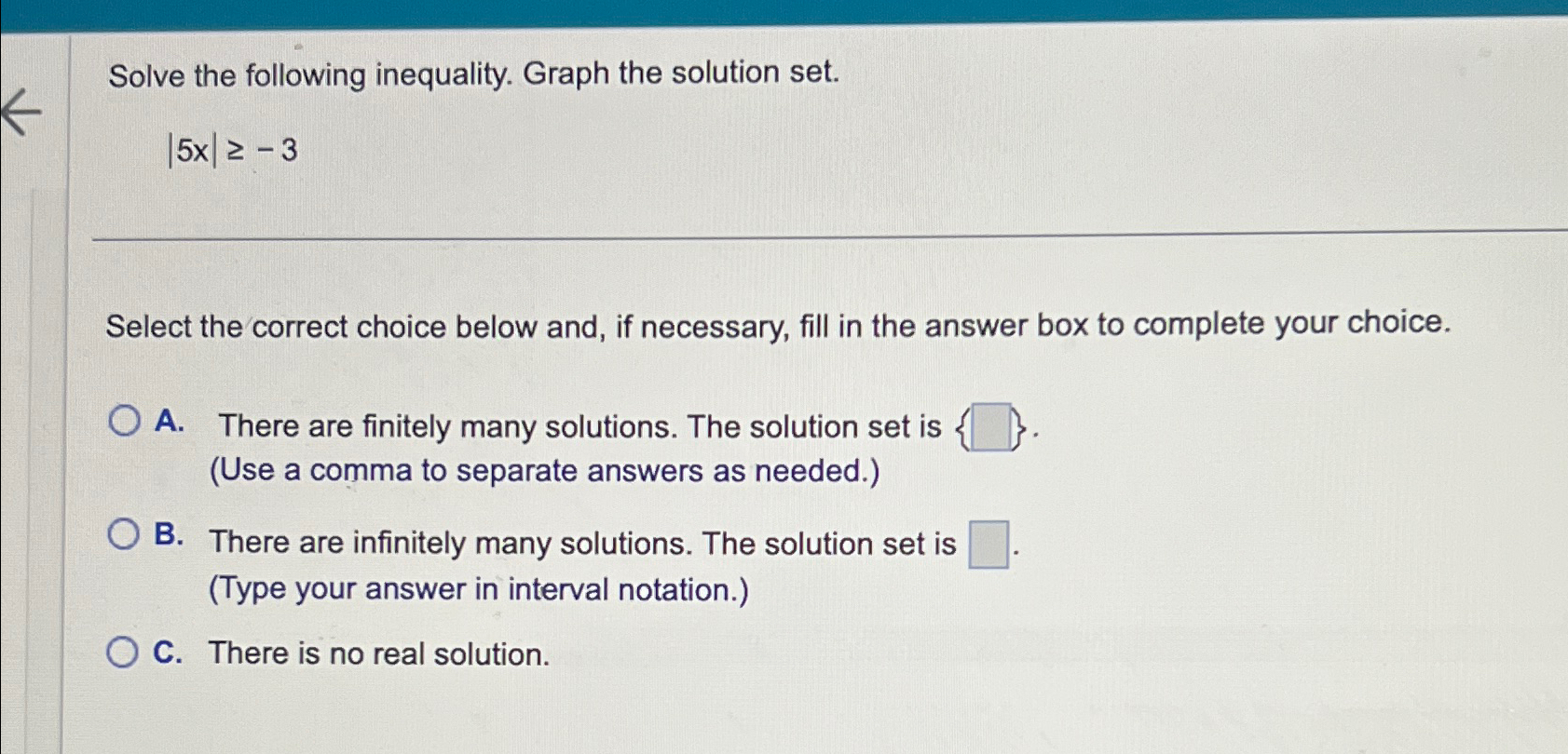 Solved Solve the following inequality. Graph the solution | Chegg.com