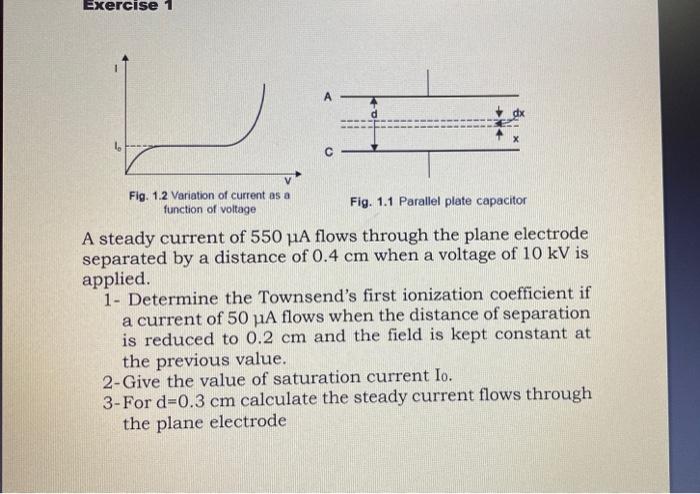 Solved Fig. 1.1 Parallel plate capacitor A steady current of | Chegg.com