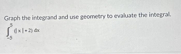Solved Graph the integrand and use geometry to evaluate the | Chegg.com
