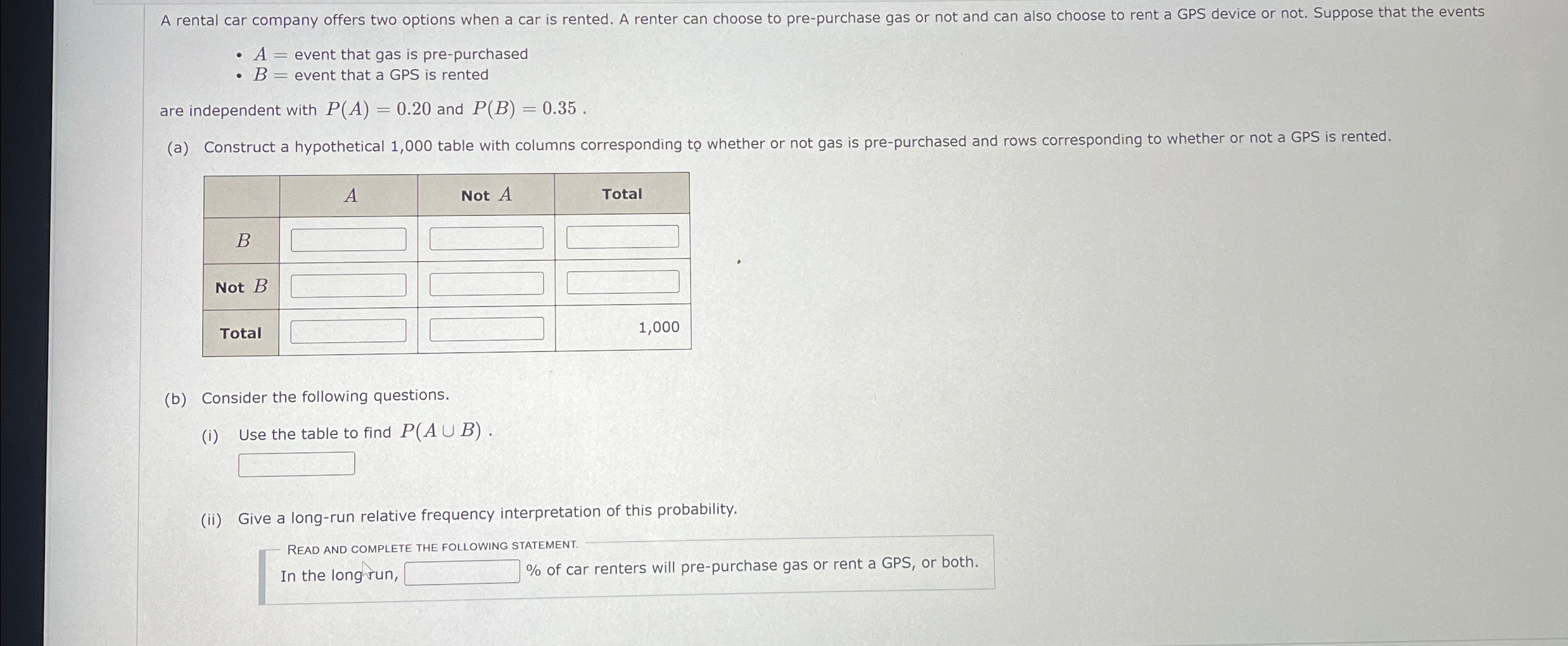 Solved A= ﻿event that gas is pre-purchasedB= ﻿event that a | Chegg.com