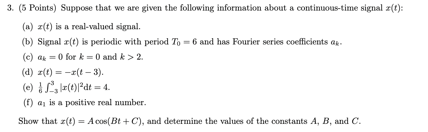 Solved (5 ﻿Points) ﻿Suppose that we are given the following | Chegg.com