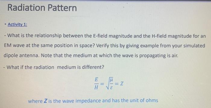 Solved Radiation Pattern Activity 1: - What is the | Chegg.com