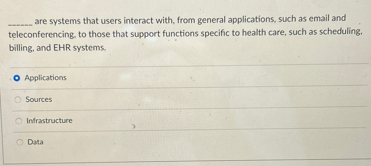 Solved are systems that users interact with, from general | Chegg.com