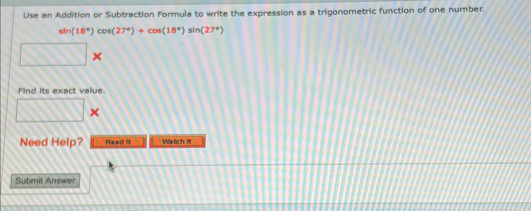 Use an Addition or Subtraction Formula to write the | Chegg.com