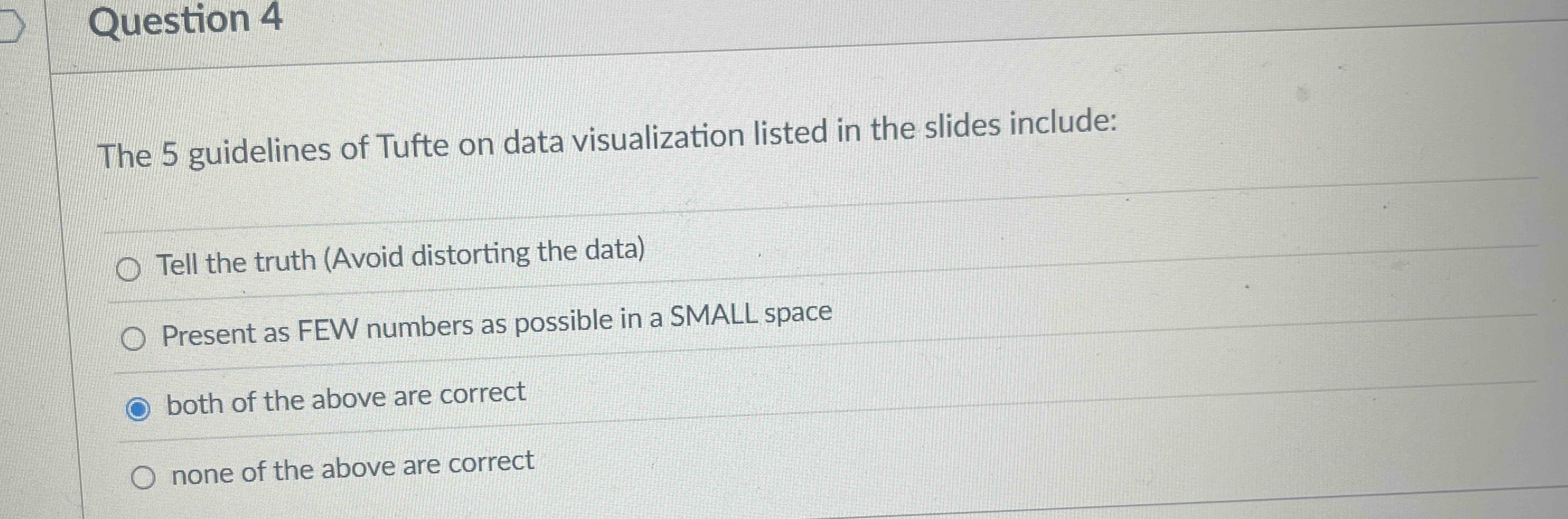 Solved Question 4The 5 ﻿guidelines of Tufte on data | Chegg.com