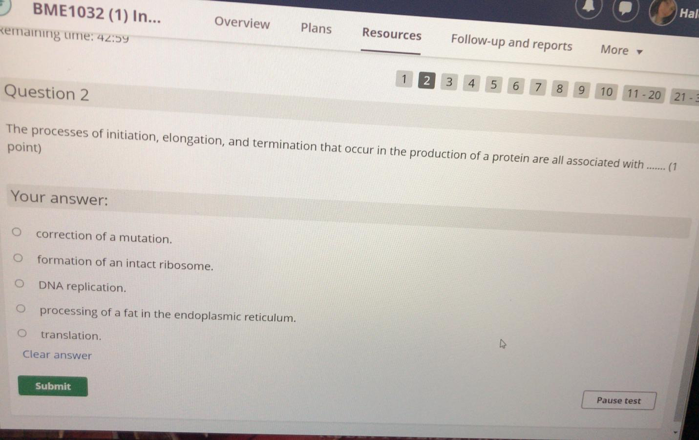 Solved Question 2The processes of initiation, elongation, | Chegg.com